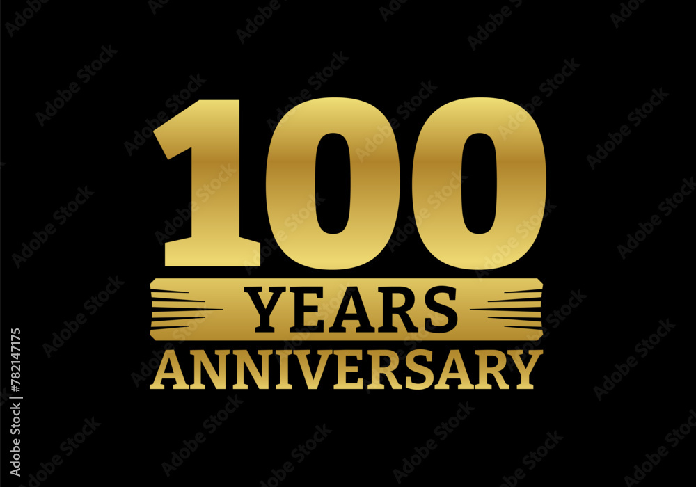 100 years logo or icon. 100th anniversary golden badge. Birthday ...