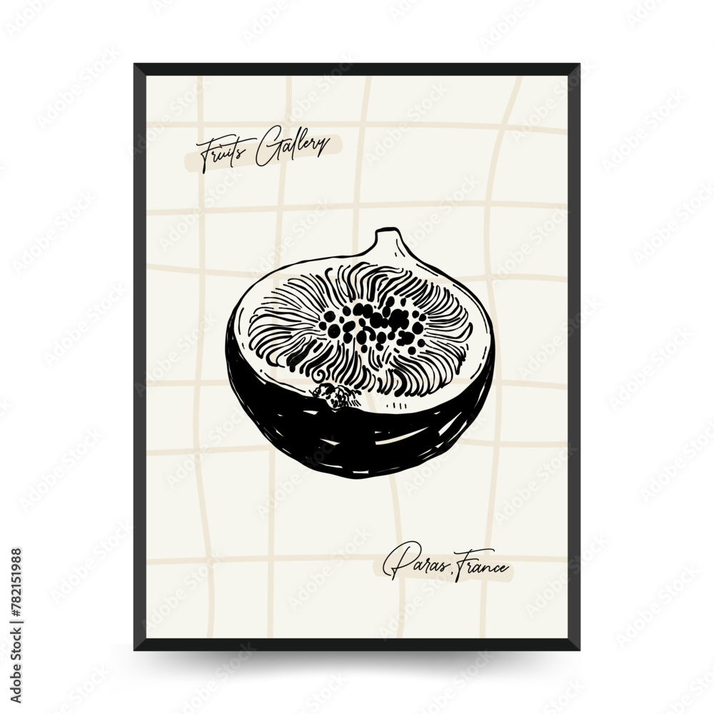 Abstract fruits posters template. Modern trendy Matisse minimal style ...