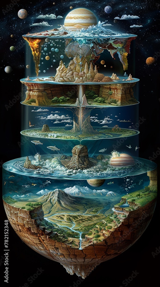 Diagram of the layers of the earth, educational cross-section Stock ...