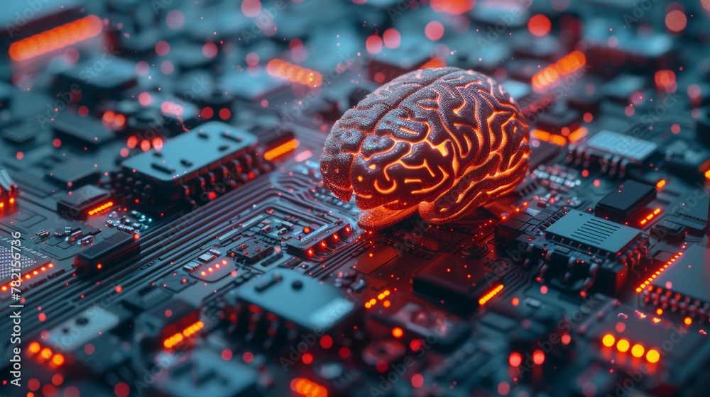 AI Brain Chip 3D Set Micro Chip Robot Chatbot Smartphone AI Brain Web ...