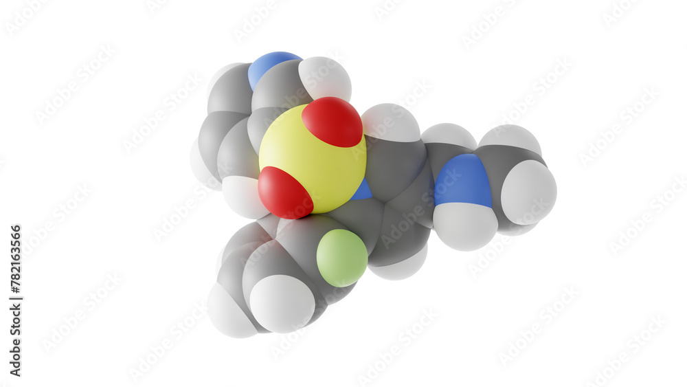 vonoprazan molecule, voquezna, molecular structure, isolated 3d model ...