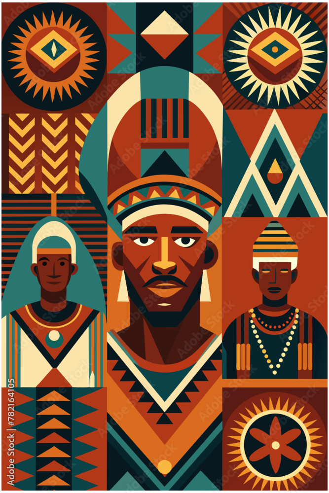 Portrait of man with african heritage featuring traditional patterns ...