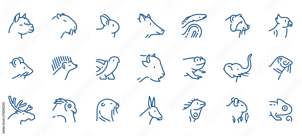 Wild Animals Outline Icons Set. Linear Symbols of Animals for Web ...