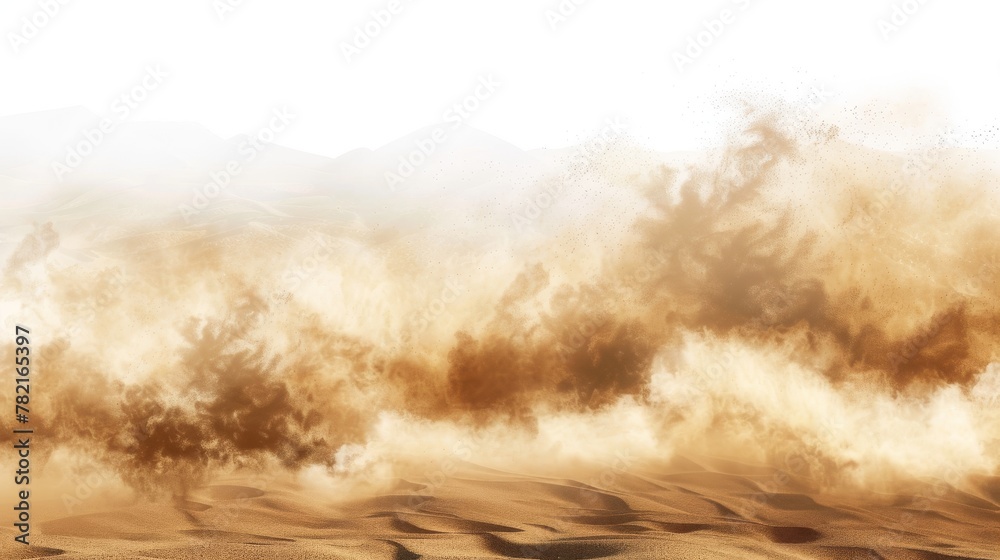 An illustration of a brown dusty cloud or grain of dry sand flying with ...