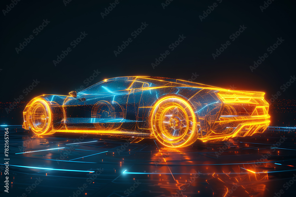 An eye-catching wireframe visualization with a glowing translucent ...