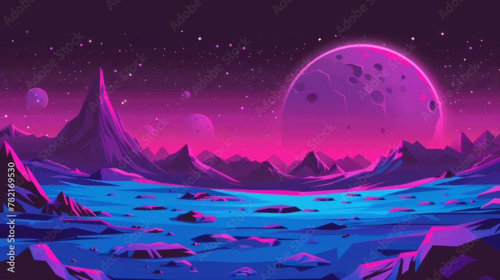 Aliens live on an alien planet with mountains, rocks, and deep clefts ...