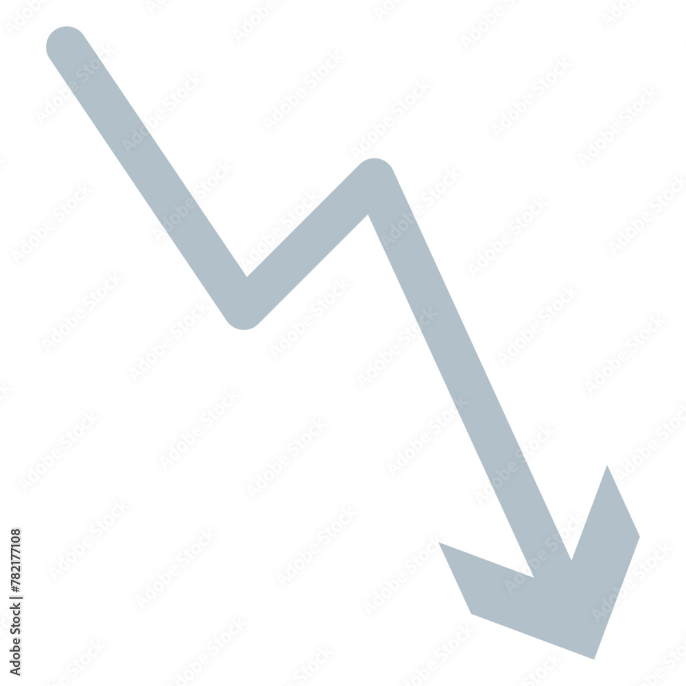 Red 3d arrow going down stock icon on white background. Bankruptcy ...