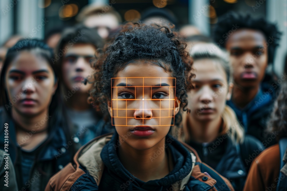 Elevated Security Camera Surveillance Footage of a Crowd of People ...