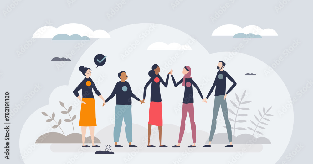 Vektorová grafika „Community crowd with diverse and multicultural group ...