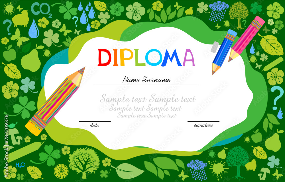 Certificates kindergarten and elementary, Preschool Kids Diploma ...