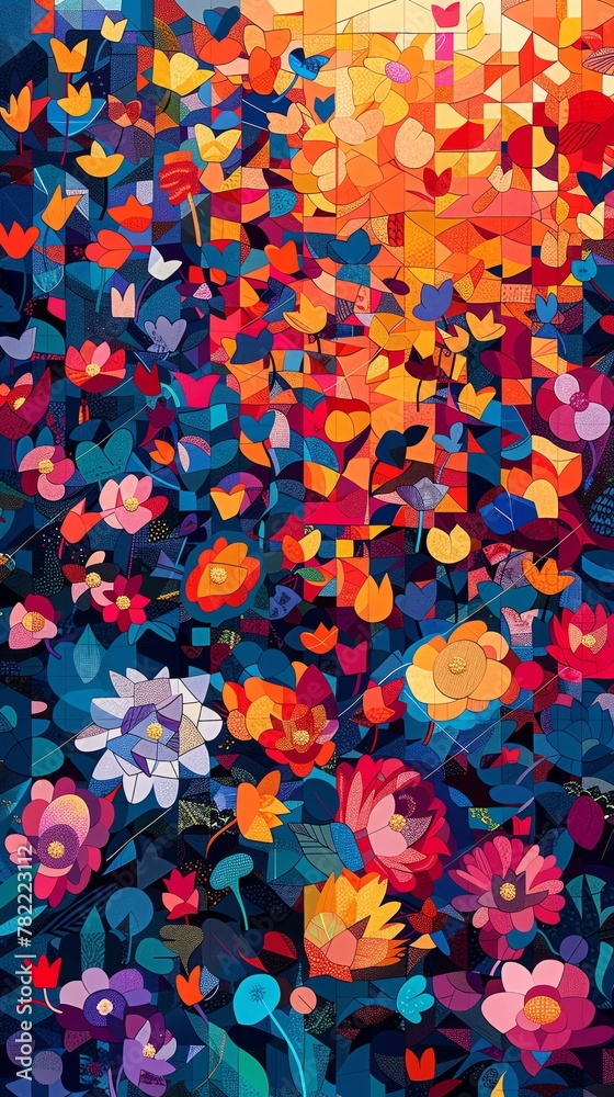 Connectivity Quilt using vibrant digital rendering techniques Emphasize ...