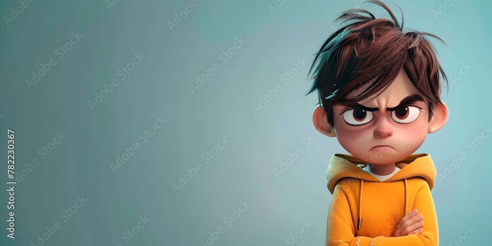 Animated Child Character Showing Facial Expression of Disgust and ...