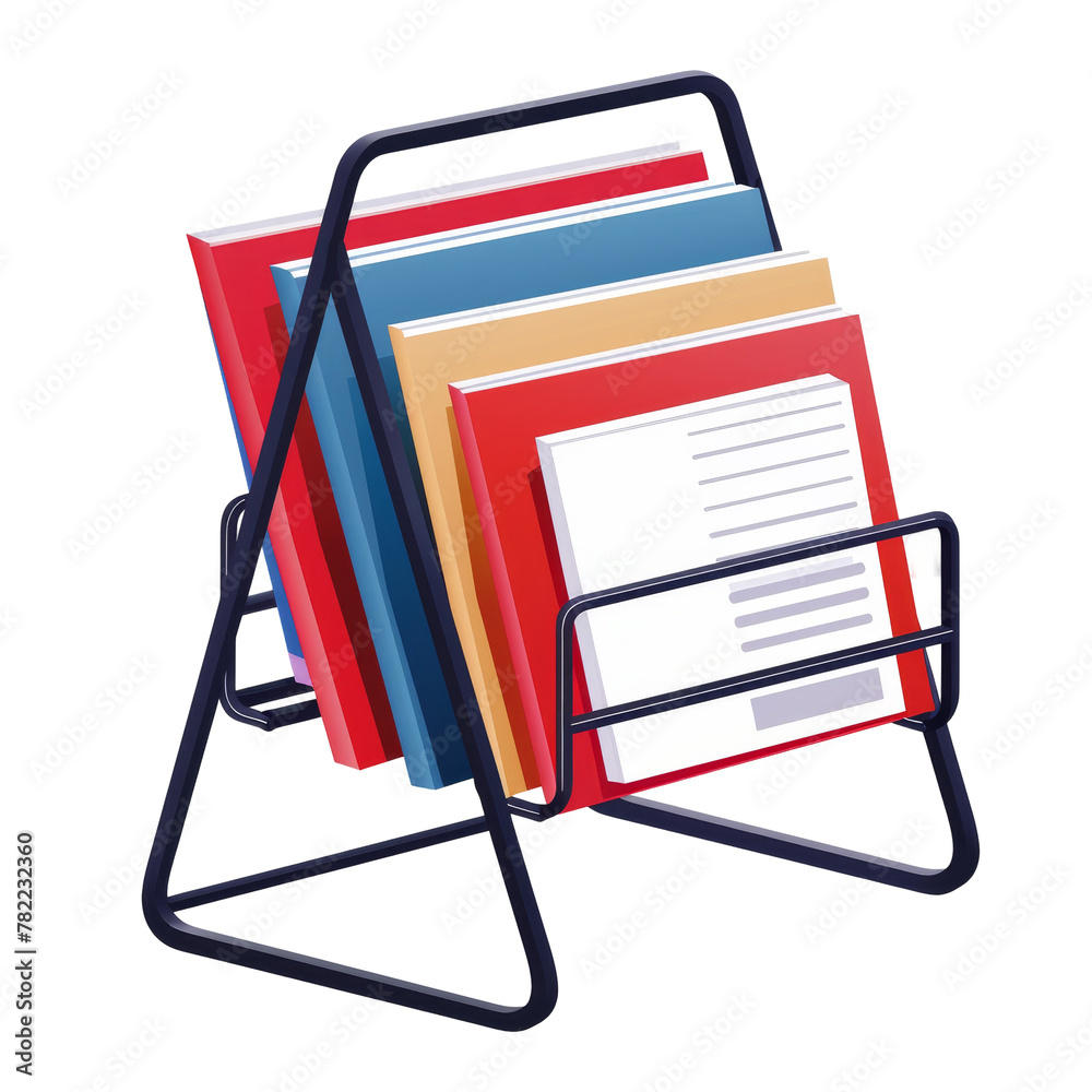 Stack of Folders on Metal Stand isolated on a transparent background ...