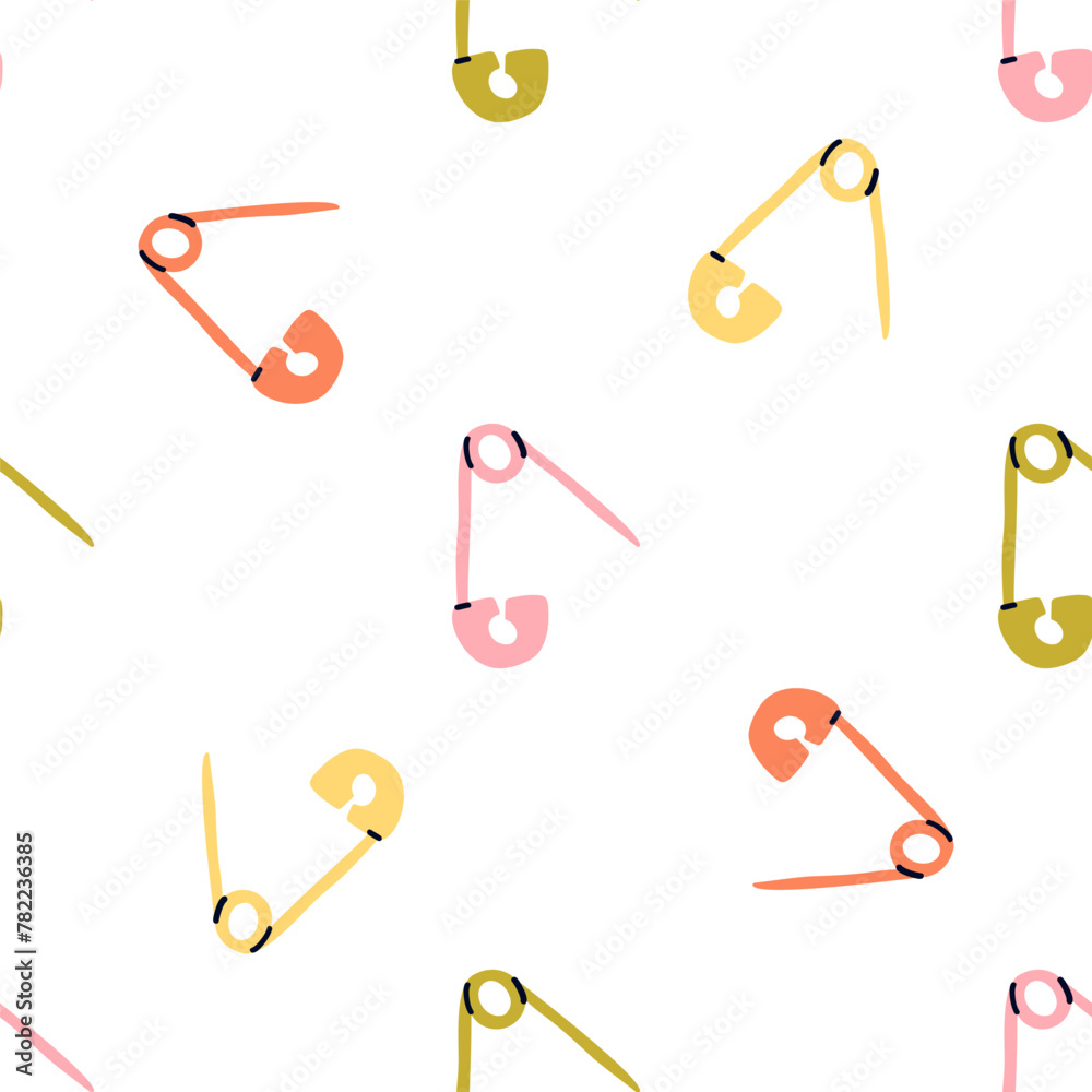 Seamless pattern with different sewing and embroidery tools on white ...