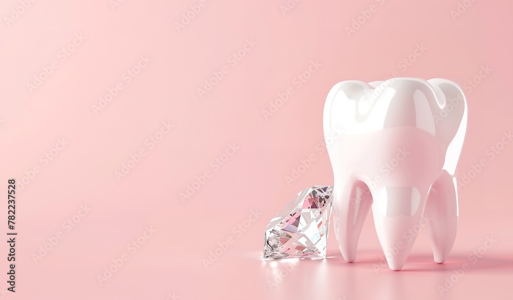 Aesthetic rendering of a pristine white tooth and a sparkling diamond ...
