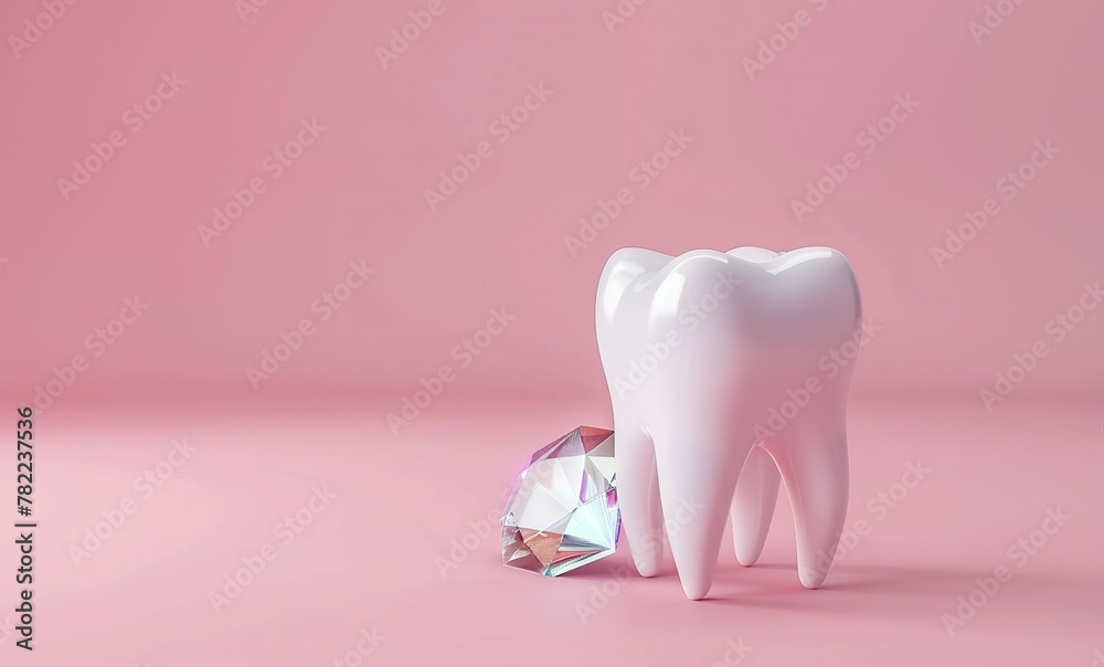 Aesthetic rendering of a pristine white tooth and a sparkling diamond ...