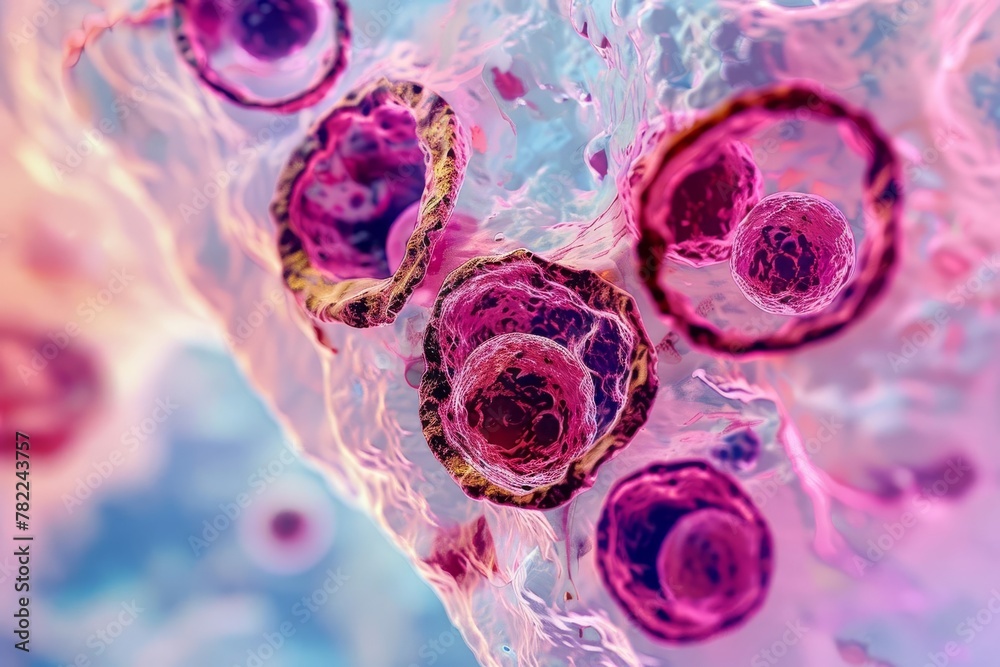 human ovary and testis cells magnified under microscope medical anatomy ...