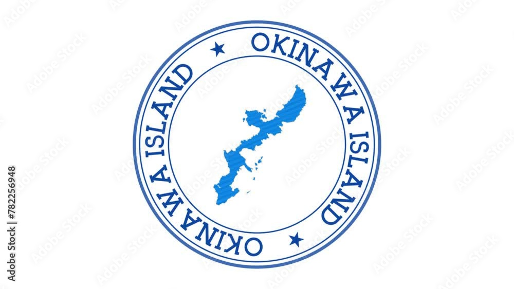 Okinawa Island intro. Badge with the circular name and map. Okinawa ...