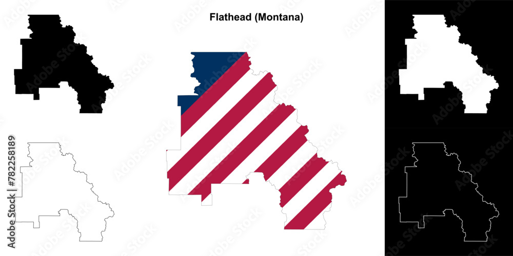 Flathead County (Montana) outline map set Stock Vector | Adobe Stock