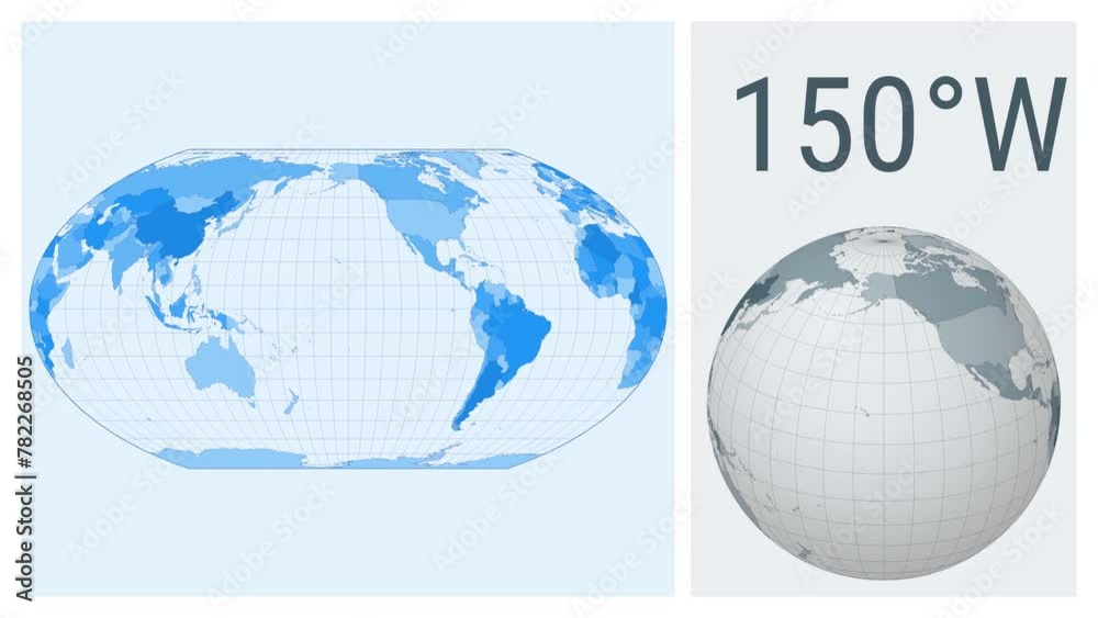 World Map Animation Wagner Iv Projection Colored Countries Style Animated World Map In Wagner