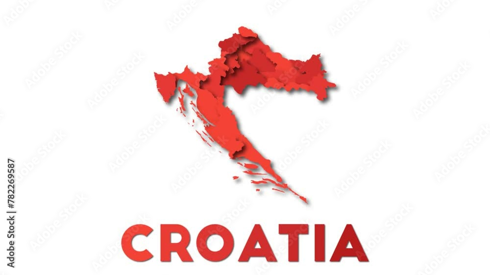 Croatia map showing regions. Animated country map with title. 4k ...