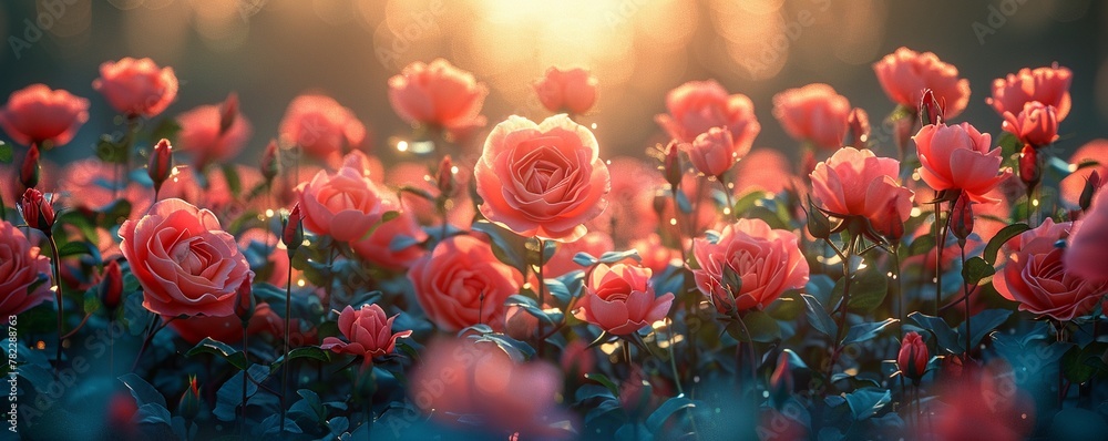 Rose cartoon, blooming joyfully in a vibrant animated garden Stock ...