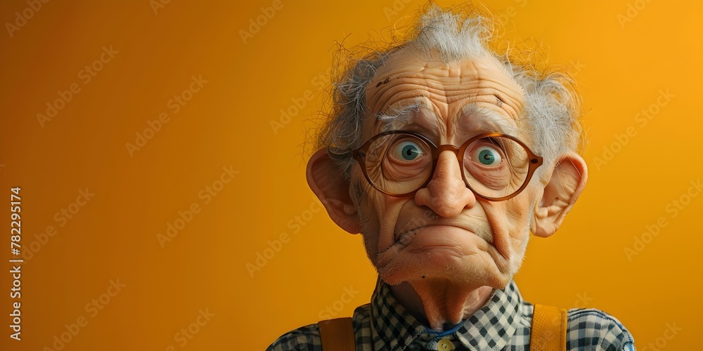 Skeptical Elderly Man with Tilted Head Questioning the Quirk Stock ...