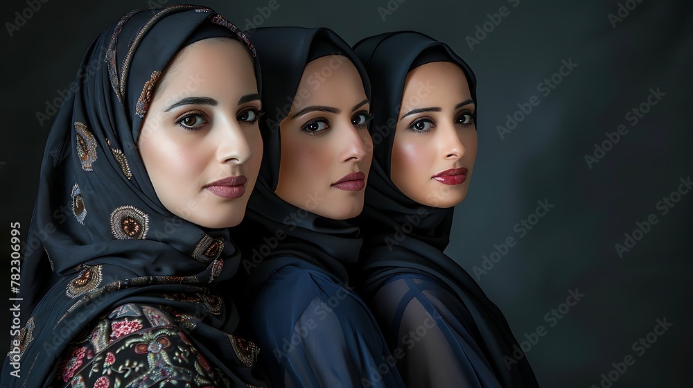 Women of Kuwait. Women of the World. Three women wearing hijabs pose ...