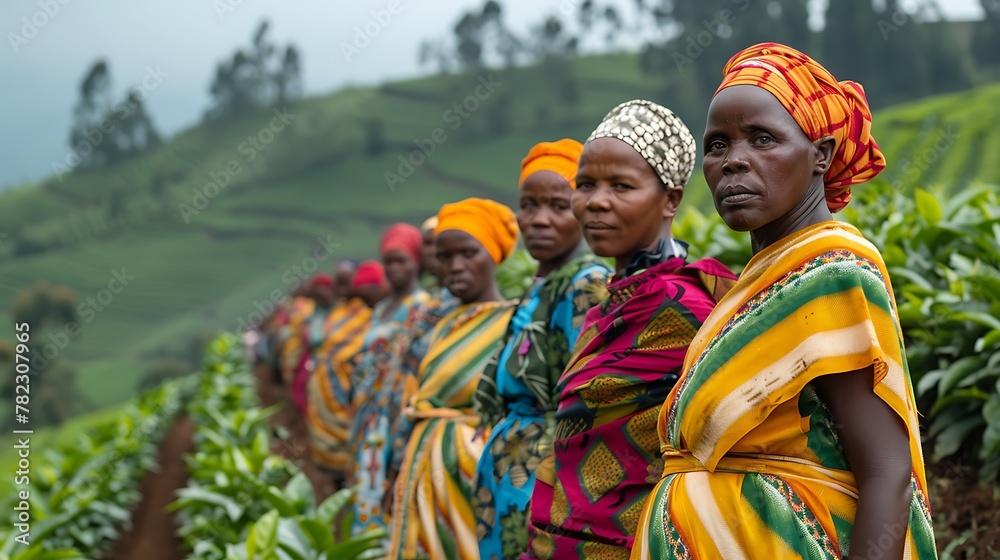 Women of Rwanda. Women of the World. A group of women in traditional ...