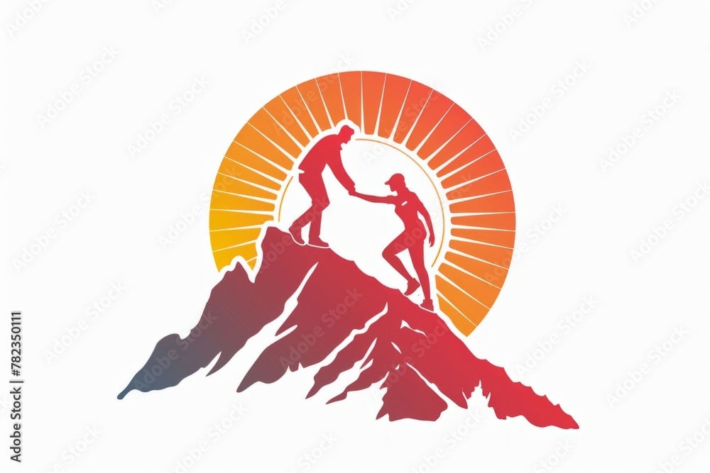 The logo depicts two people helping each other reach the top in the ...