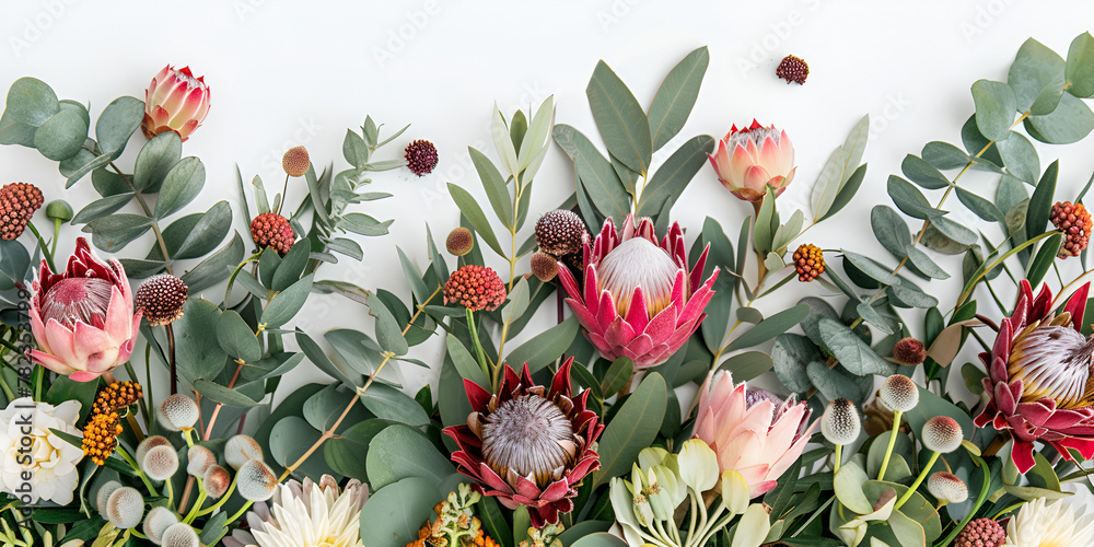Beautiful decorative pink king protea flower surrounded by pink ice ...