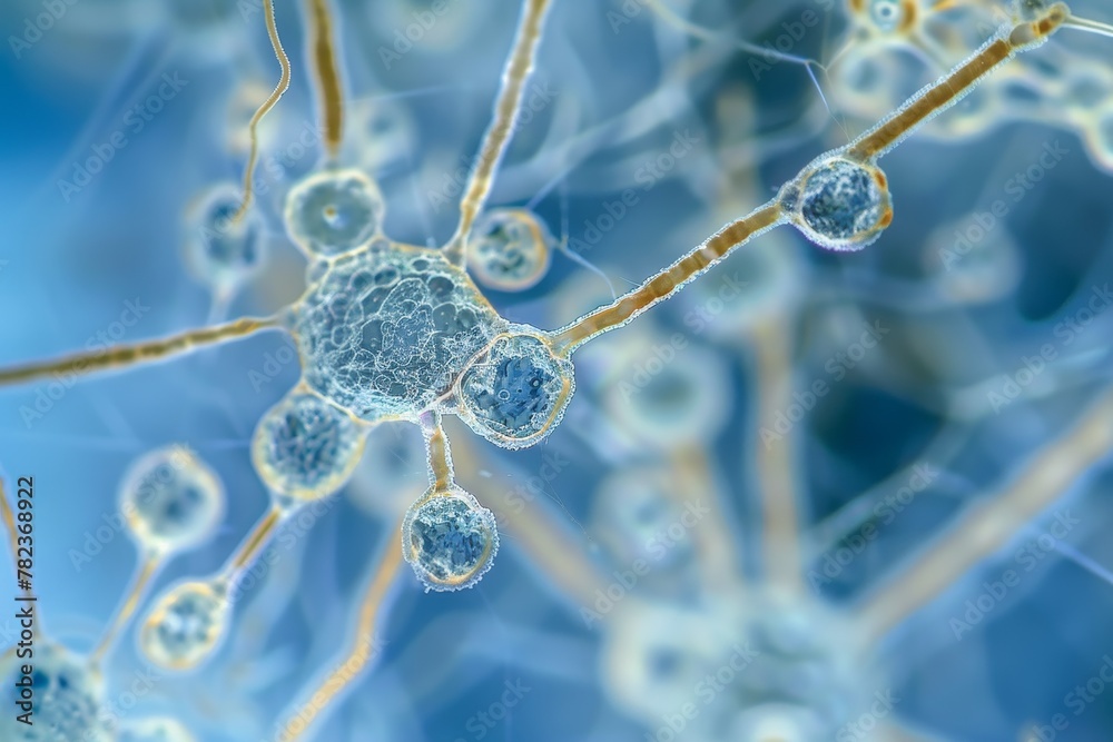 Microbiology lab microscope view of Aspergillus niger and Aspergillus ...