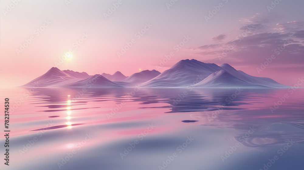 sunrise over lake in mountains, tranquil backgrounds with subtle ...