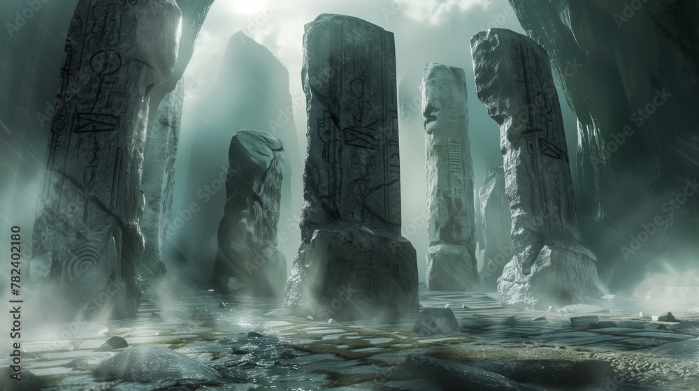 Enter a realm of ancient mysticism, where towering stone monoliths ...