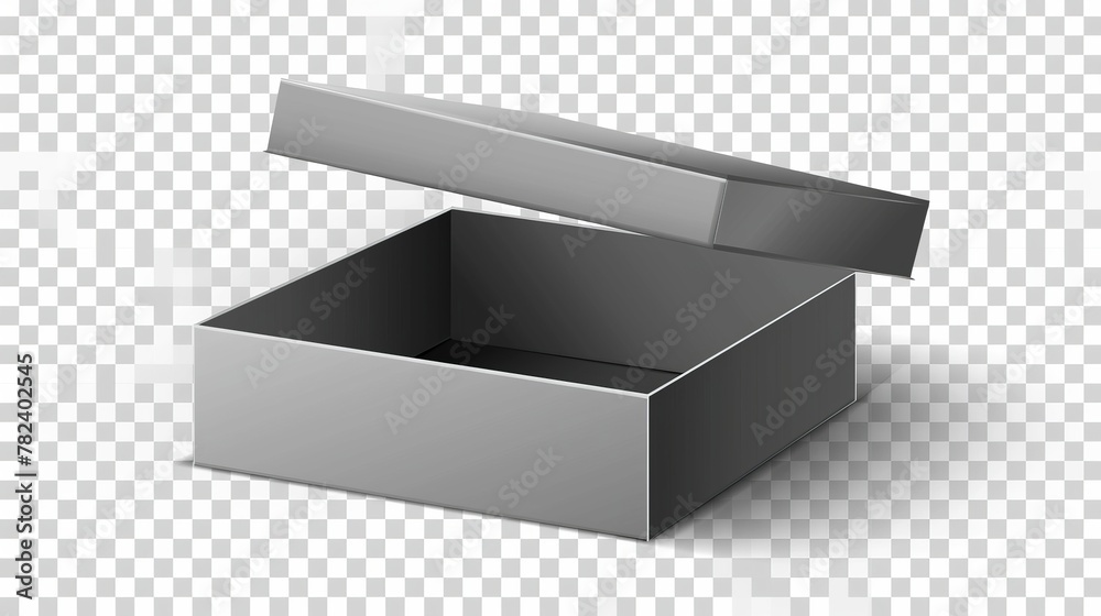 Isolated on transparent background, gray cardboard box with flip top ...