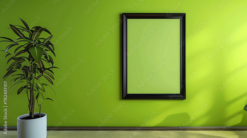 A dynamic poster mockup in a bold, black frame, set against a vibrant ... A dynamic poster mockup in a bold, black frame, set against a vibrant ...