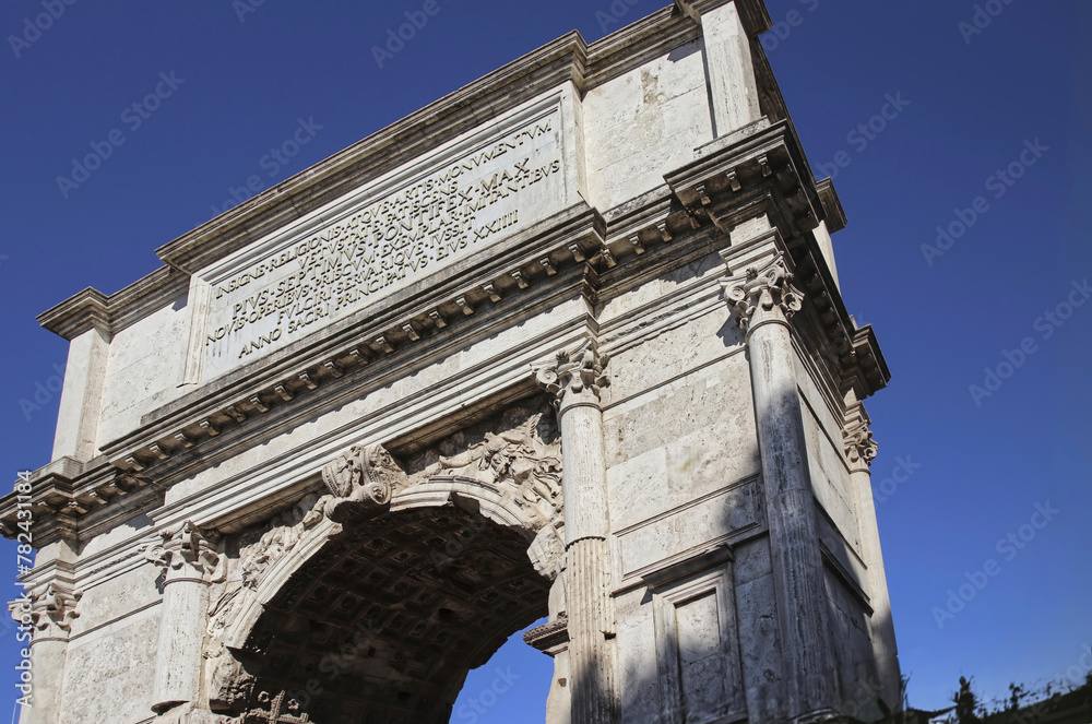 The Arch of Constantine in Rome (Italy) is a three-arched triumphal ...