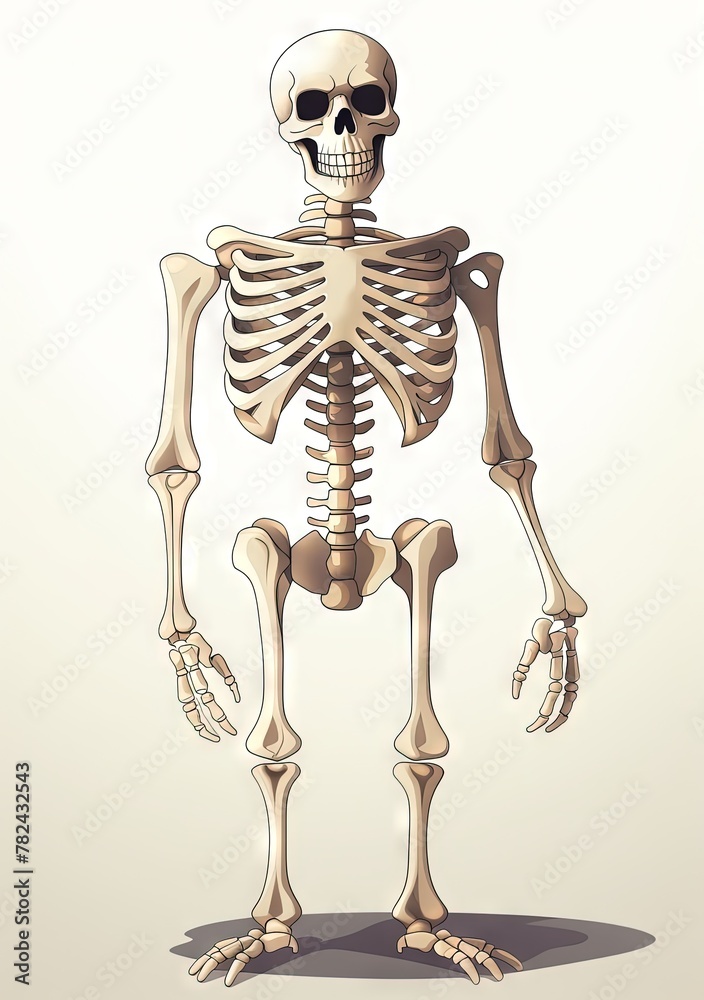 Cartoon Skeleton Full Body White Background Generative AI Stock ...