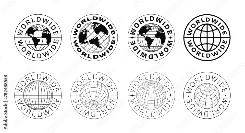 Worldwide Vector Sign. World Global Icon. Y2k Planet Earth Logo Mark ...