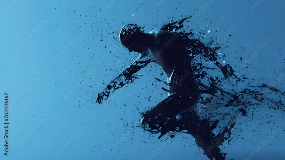 Illustration of man with dispersion effect, sprint pose; is perfect for ...