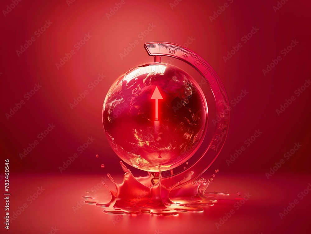 Global warming and climate change concept illustrated by a hot weather ...