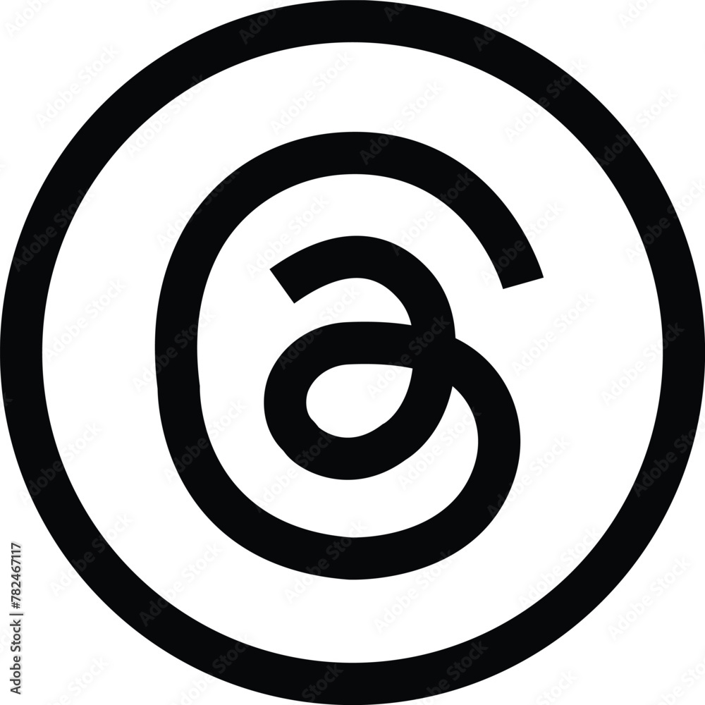 Threads mobile app icon and logo on transparent background, vector ...