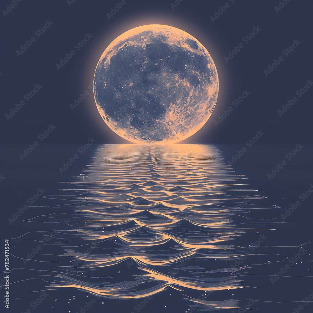 A captivating landscape of the moon showcased in a wireframe silhouette ...