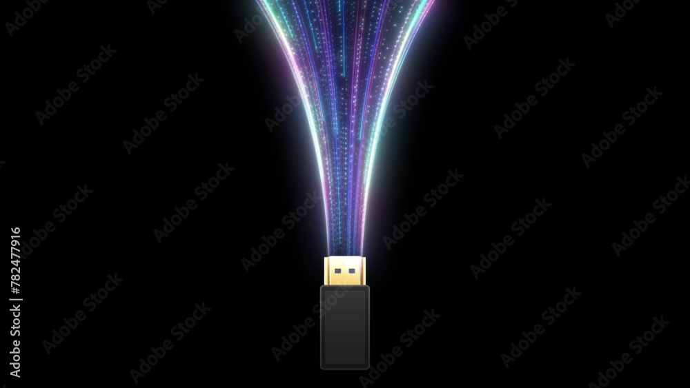 4K animation of phone jacks for cabling in black color with colors ...