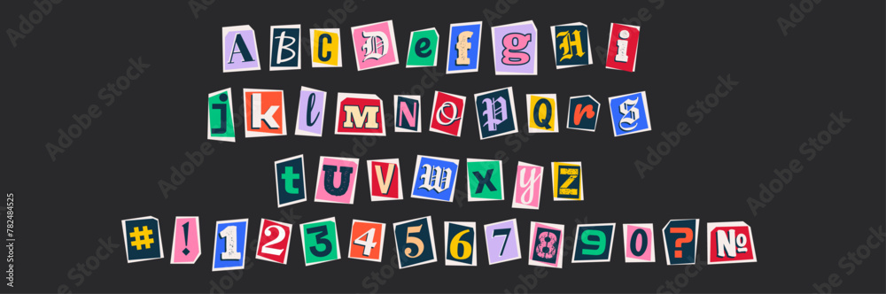 Cutout magazine and newspaper letters in ransom blackmail style ...