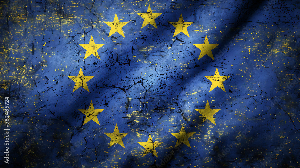A striking photograph of the European Union flag, with its iconic ...