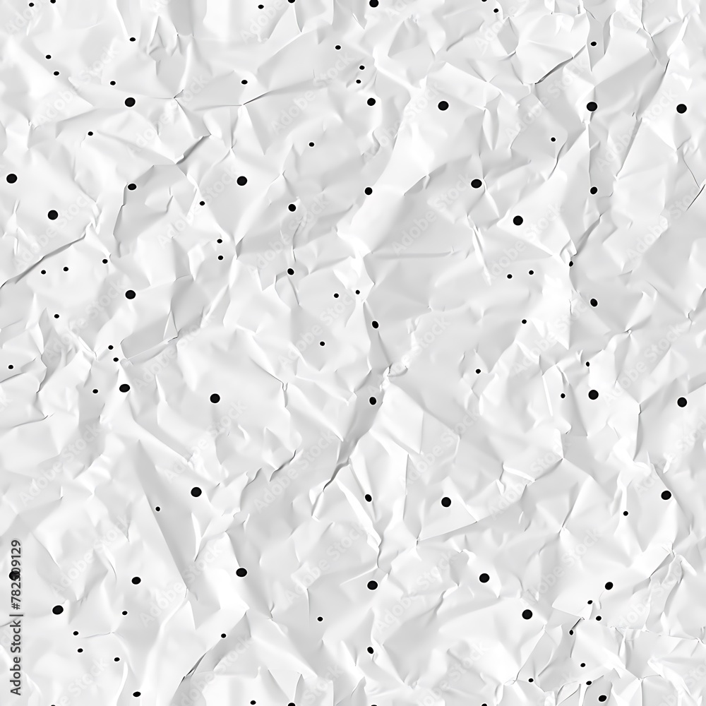 seamless pattern of small black dots on white crumpled paper background ...