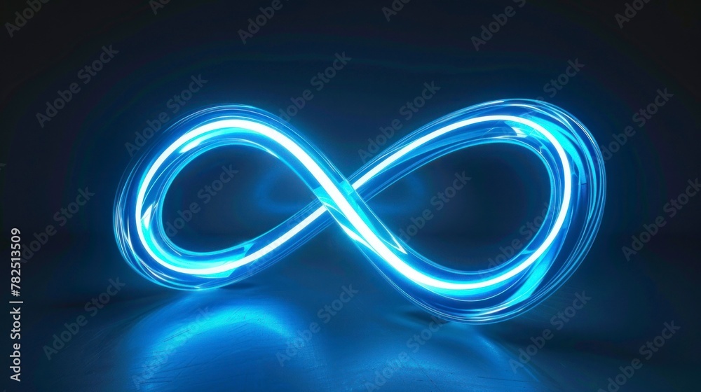 Infinity design in 3D neon blue color in high resolution and high ...