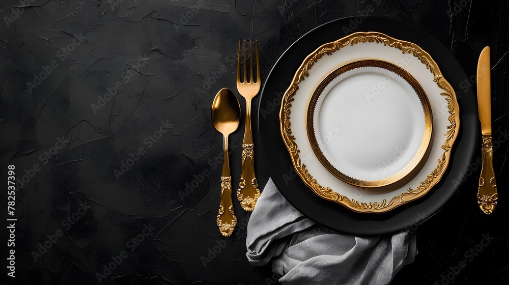 fine dining table setting of luxury fancy restaurant menu invitation ...