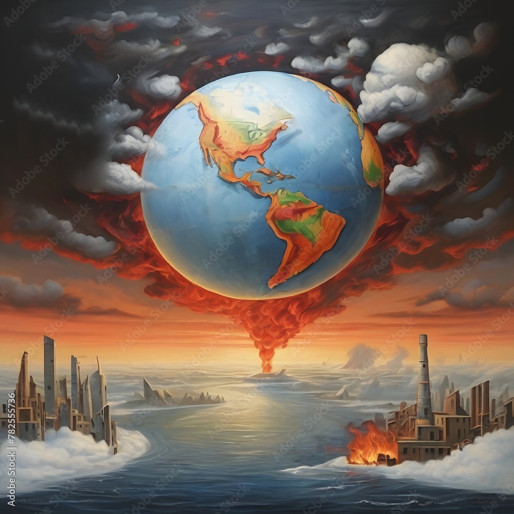 Realistic drawings of world fires. Global Warming Situation Virtual ...